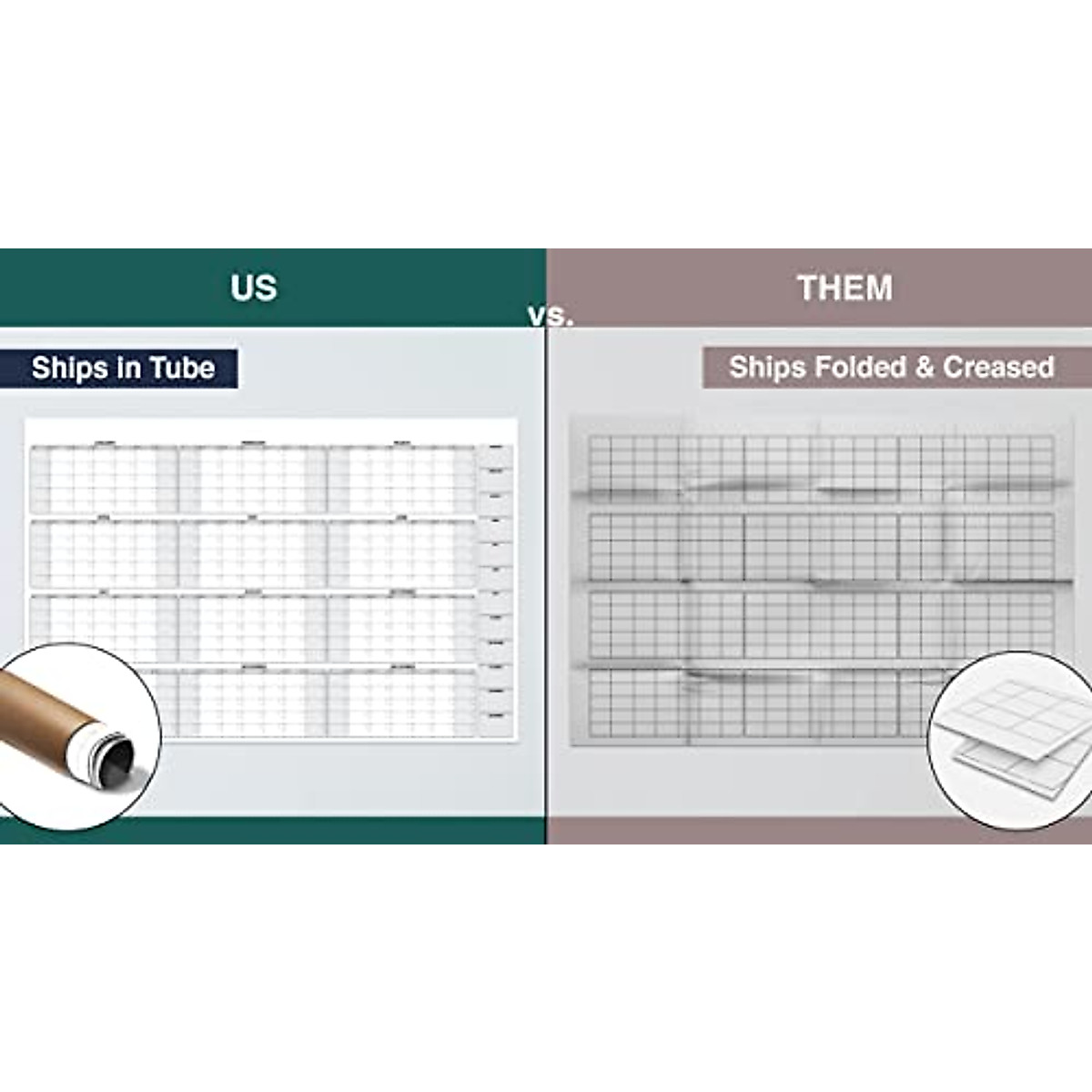 Large Dry Erase Wall Calendar - 38" x 58" - Premium Undated Blank 2023 Reusable Yearly Calendar - Giant Whiteboard Year Poster - Laminated Jumbo Annual Office 12 Month Calendar