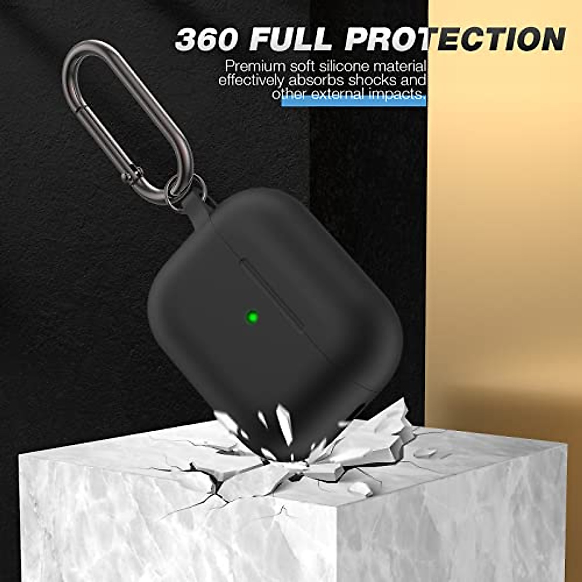 BRG Compatible with Airpods Pro 2nd/1st Generation Case Cover, Soft Silicone Skin Cover Shock-Absorbing Protective Case with Keychain Compatible for Apple Airpods Pro Case 2022/2019[Front LED Visible]