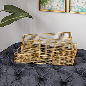 CosmoLiving by Cosmopolitan Metal Wire Tray, Set of 2 17", 19"W, Gold