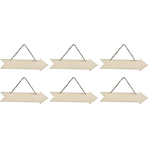 Juvale Unfinished Hanging Wood Arrow Plaque Directional Wall Sign (6 Pack) 13.5 x 3.5 Inches