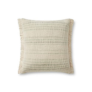 Loloi PAR0007 Throw-Pillows, 18'' x 18'' Cover w/Poly, Ivory/Sage
