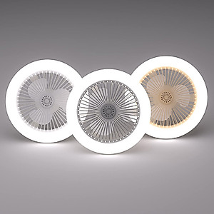 FRJINIE Enclosed Ceiling Fans with Lights and Remote, 10 Inch Mini Bladeless Ceiling Fan with Light, Family Summer Gift, for Kitchen/Bathroom/Garage/Pantry/Tool Room/Laundry Room (White)