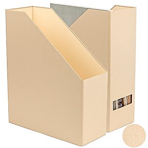 LifeSto Magazine Holder - File Holder and Desk Organizer, Paperboard Book Organizer and Storage Box for Documents, Magazine Holder Rack for Classroom, Home, and Office (Latte Brown, 2-Pack)