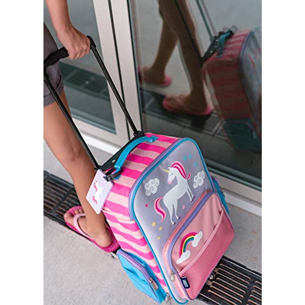 Wildkin Kids Rolling Suitcase for Boys & Girls, Suitcase for Kids Measures 16 x 11.5 x 6 Inches, Kids Luggage is Carry-On Size, Perfect for School & Overnight Travel (Unicorn)