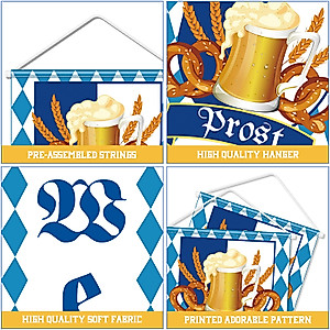 Oktoberfest Welcome Banner Decorations, Blue and White Bavarian Flag Check Welcome Porch Sign Banner, Welcome Oktoberfest Door Banner Decorations for German Oktoberfest Beer Festival Party Supplies
