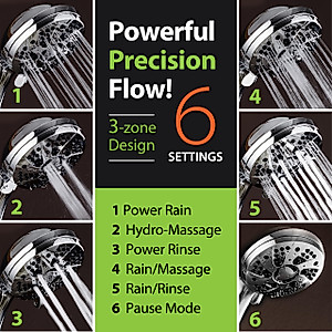AquaDance High Pressure 6-Setting 3.5" Chrome Face Handheld Shower with Hose for the Ultimate Shower Experience! Officially Independently Tested to Meet Strict US Quality & Performance Standards!