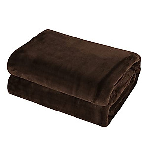 LUSHLEAF Flannel Fleece Blanket Throw Size Super Soft Lightweight Bed Blanket for Couch, Brown, 50 x 60 inch
