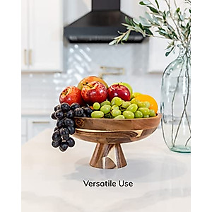 MOXY BARE Wooden Fruit Bowl for Kitchen Counter | Wood Bowl for Décor | Decorative Pedestal Bowl for Dinning Table Centerpiece | Wood Bowl for Coffee Table & Holiday Décor | Acacia Wood