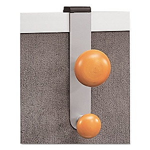 ALBA PM2PARTBO Cubicle Garment Peg, 2-Hook, 1 1/5 x 1 3/8 x 7 9/10, Metallic Grey