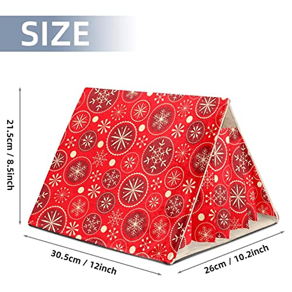 Y-DSIWX Guinea Pig Hideout Cozy Hamster House Cave for Bunny Chinchilla Hedgehog Small Animal Red Christmas Snowflake Pattern