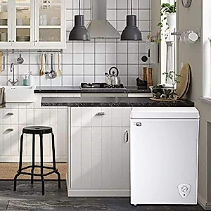 Deep Frezeer 3.5 Cubic Chest Freezer, Mini Freezer Compact Deep Freezer with Top Open Door and Removable Storage Basket, 7 Gears Temperature Control, Energy Saving, for Office Dorm or Apartment