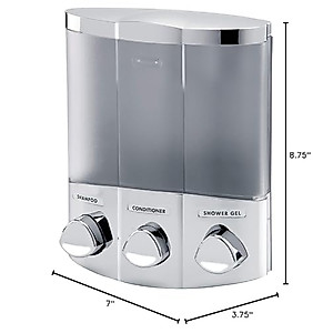 Better Living Products 76344-1 Euro Series TRIO 3-Chamber Soap and Shower Dispenser, Chrome