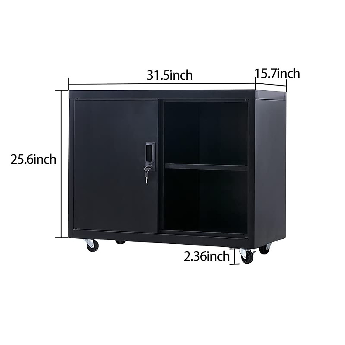 Fumedo Metal Mobile Lateral File Cabinet, Storage Locker,Printer Stand with Open Storage Shelves for Office,School,Home,Living Room. (Black)