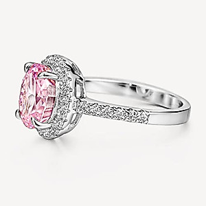 Michooyel 2.0ct Oval Cut Pink Diamond Engagement Ring Sterling Silver Cubic Zirconia Halo Women's Ring Promise Ring