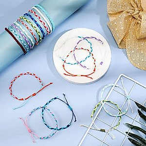 Hicarer 30 Pieces Friendship Bracelets Wave Handmade Woven Braided Bracelet Waterproof Rope Bracelet Surfer Adjustable Bohemian Wrist Cord for Women Men Jewelry Party Accessories (Classic Style)