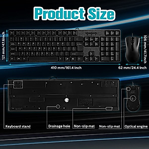 Fabbay 24 Pcs USB Wired Keyboard and Mouse 12 Wired Mouse 12 Corded Full Size Keyboard for School Office Home Compatible with Computer/Laptop/Windows/PC/Mac OS/Desktop