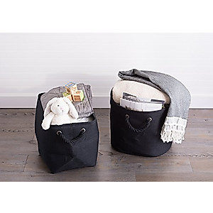 DII Collapsible Variegated Polyester Storage Bin, Large, Black