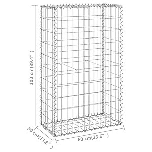 Gabion Wall with Covers,Garden Fence Border,Portable Fence,Privacy Fence,Fencing for Yard,Private Fence,Garden Fence for Dogs,for Patio,Backyard,Outdoor Pool,Porch,Galvanized Steel 23.6"x11.8"x39.4"