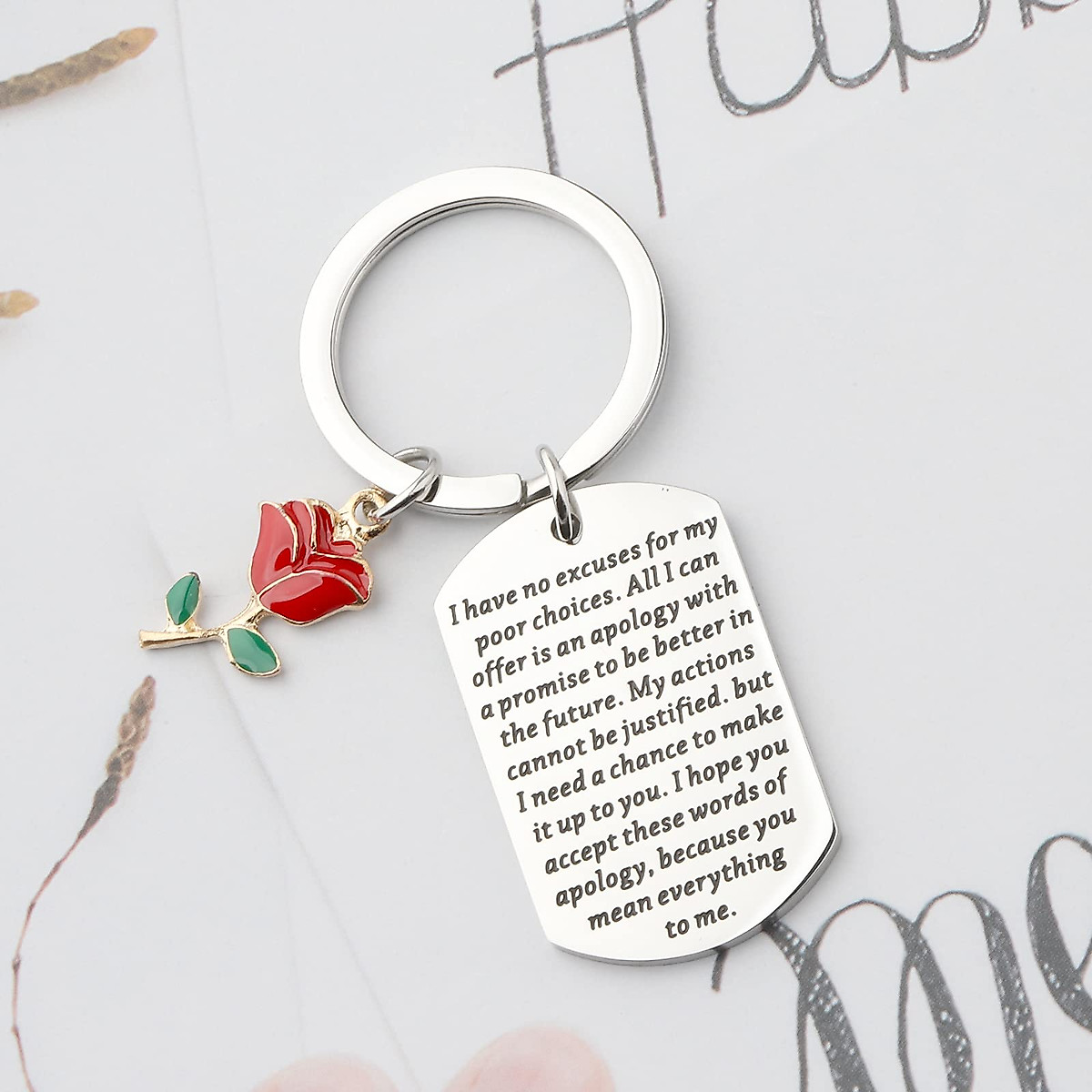 UJIMS Sorry Gifts Funny Apologizing Keychain Idea I Hope You Accept These Words Of Apology for Him Her Forgive Me Gift (Forgive Me Keychain)
