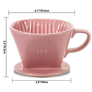 LHUKSGF Pour Over Ceramic - Coffee Dripper Ceramic Coffee Maker with 3 Holes Flat Bottom, Porcelain Slow Filter Cone for Travel, Camping, Office, Home, Coffee Maker Brew