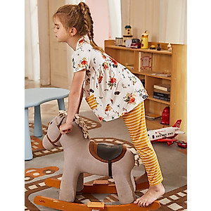 Arshiner Little Girls Outfits Floral Hi-Lo Tops+Pants Sets Short SLeeve 2pcs Pants Sets with Pockets