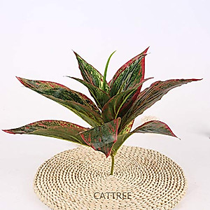 CATTREE Fake Plants Artificial Plant Outdoor Shrubs Faux Grass Plastic Leaves Greenery Bushes Home Garden Wedding Party Decorations Indoor Office Yard UV Resistant Planter Filler Red 2 Pack