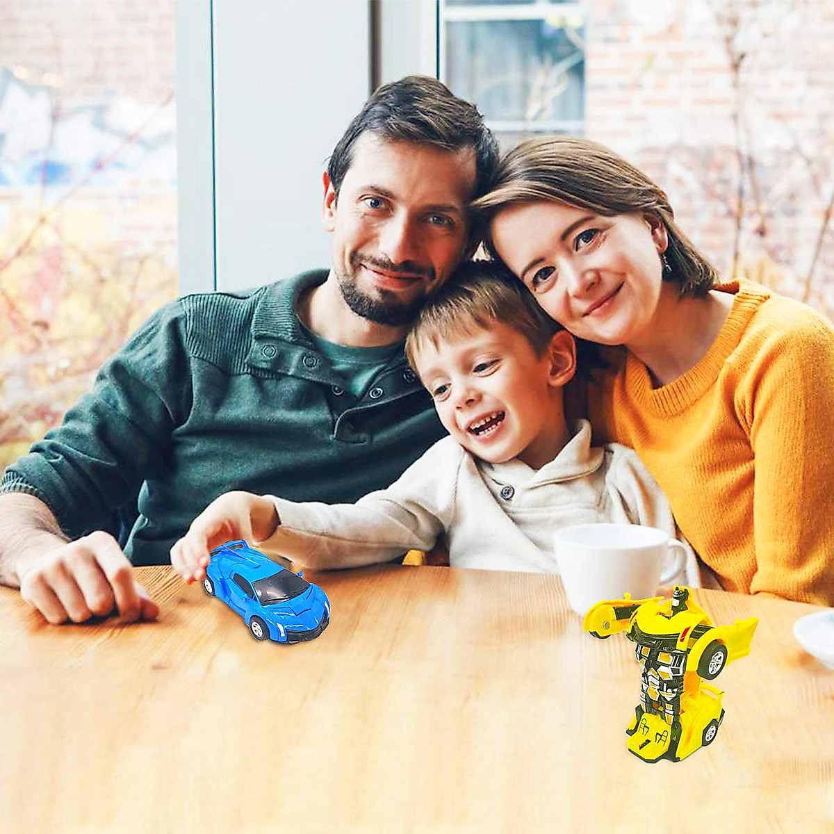 FQDVM Transforming Toy Cars - Robot Car Toy 2 in 1 Deformation Car- Inertia Toy Car Gift for Boys Girls Age 3+(Yellow)