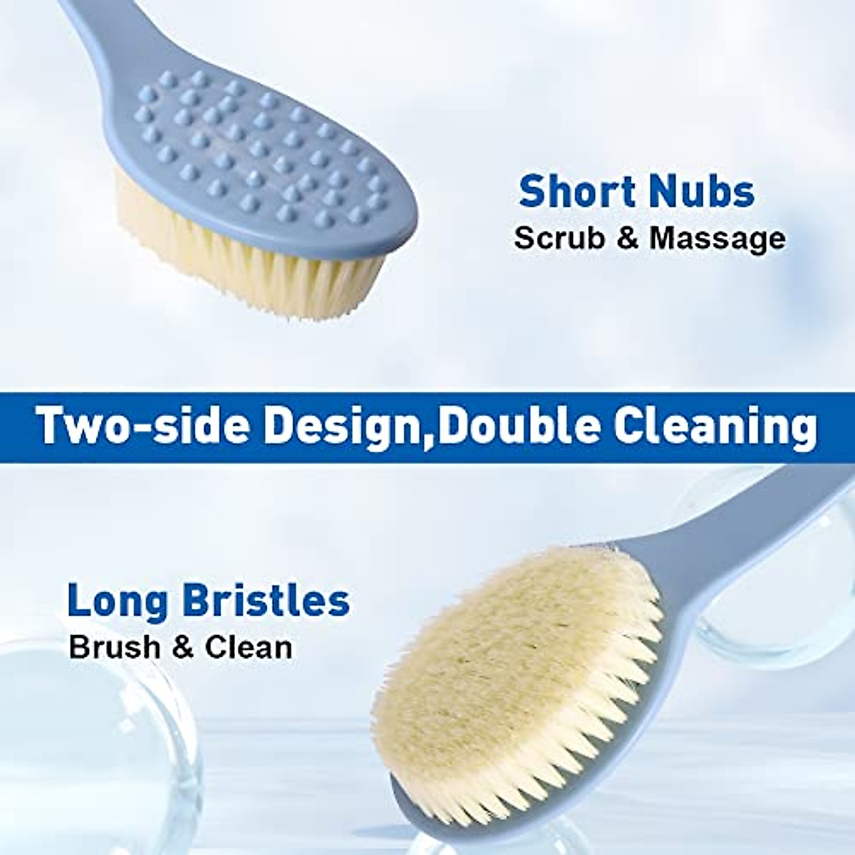 zxbaers Back Brush for Shower, 2 Pack Bath Brush Long Handle with Medium Stiff Bristles, Back Scrubbers for Use in Shower Men & Women Body Exfoliating Bath or Dry Brush