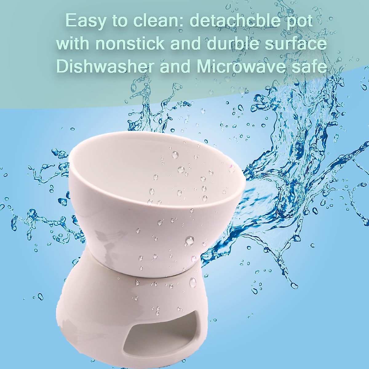 CORJEEJOR Fondue Pot Set with 4 Forks Ceramic Butter Warmer Set Premium Tea Light Porcelain Melting Pot for Chocolate Cheese Caramel