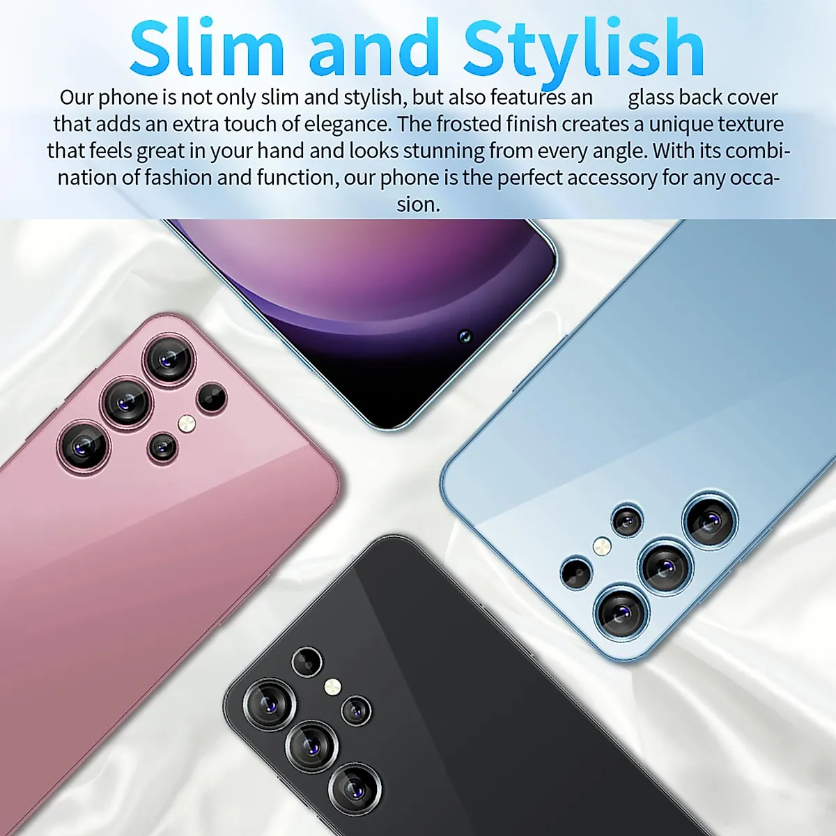 Yoidesu Unlocked Cell Phone for Android, 6.8 Inch FHD Ultra Thin Smartphone with Pen, 8GB RAM 256GB ROM Expansion, 5800mAh Battery, Dual Card Dual Standby 4G Mobile Phone (Black)