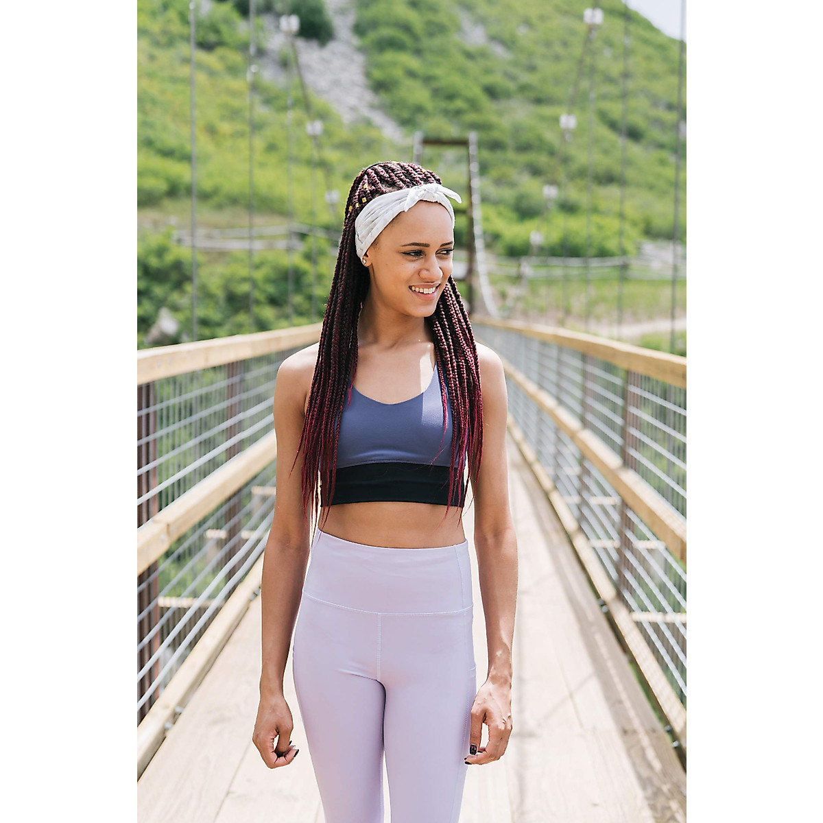 Maven Thread Bow Granite, Workout Headbands for Women, Wide Headbands W/Bow, Sports Running Headband for Exercise, Gym hairband Athletic Workouts and Yoga 4" Thick Non Slip Sweatbands for Women 2pk