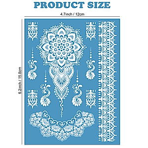 White Lace Temporary Tattoos, Konsait Butterfly Mandala White Tattoos Stickers that Look Real and Last Long Body Tattoos for Women Teens and Girls Wedding Makeup 12 Sheets