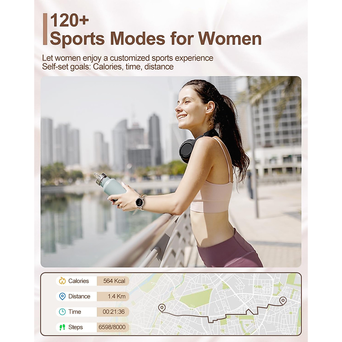 Smart Watches for Women (Answer/Make Call) with Diamonds, 1.3”HD Screen Bluetooth Smartwatch for Android iOS Phones, IP68 Waterproof Fitness Activity Trackers with Heart Rate/SpO2/BP/Sleep Monitor