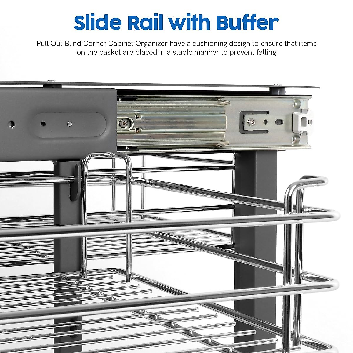 Xverycan Modern Cabinet Corner Organizer, 2-Tier 4-Basket Pull Out, Soft Close, 26.7"L x 18.1"W x 22.4"H