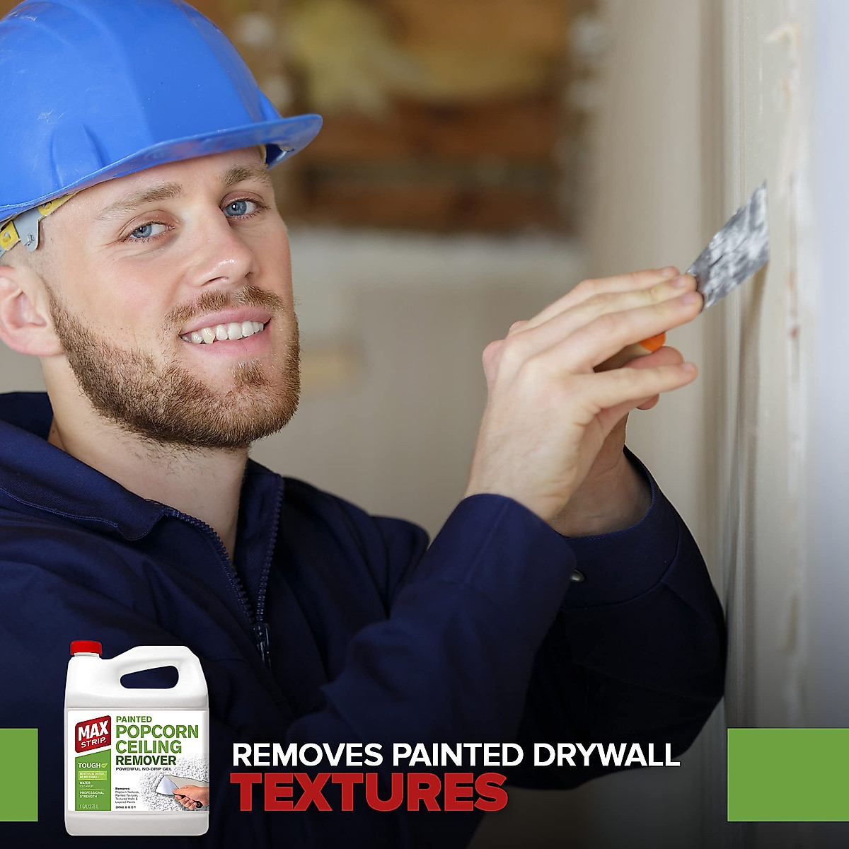 Max Strip Professional Strength Painted Popcorn Ceiling Remover - 1 Gallon - No Methylene Chloride No NMP Powerful No Drip Gel Formula