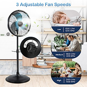 COSTWAY Outdoor Misting Fan, 20-Inch Pedestal Fan with Adjustable Height, 3 Speeds, 90° Oscillation, Rustproof Steel Frame and 6.5 FT Water Inlet Pipe, Oscillating Fan for Cooling Outdoor Spaces