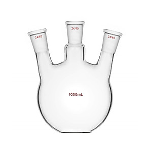 Deschem 1000ml,3-Neck,24/40,Flat Bottom Glass Flask,Three Neck,Laboratory Boiling Vessel