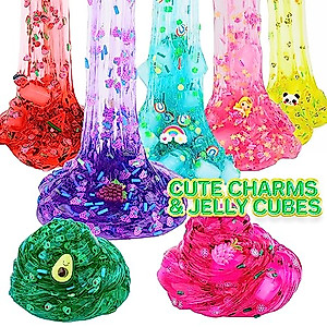 11 Pack Clear Slime Kit Crystal Clear Slime Set for Kids Clear Slime Kit Soft Jelly Cube Clear Slime 11 Pack Easter Christmas for Girls Boys