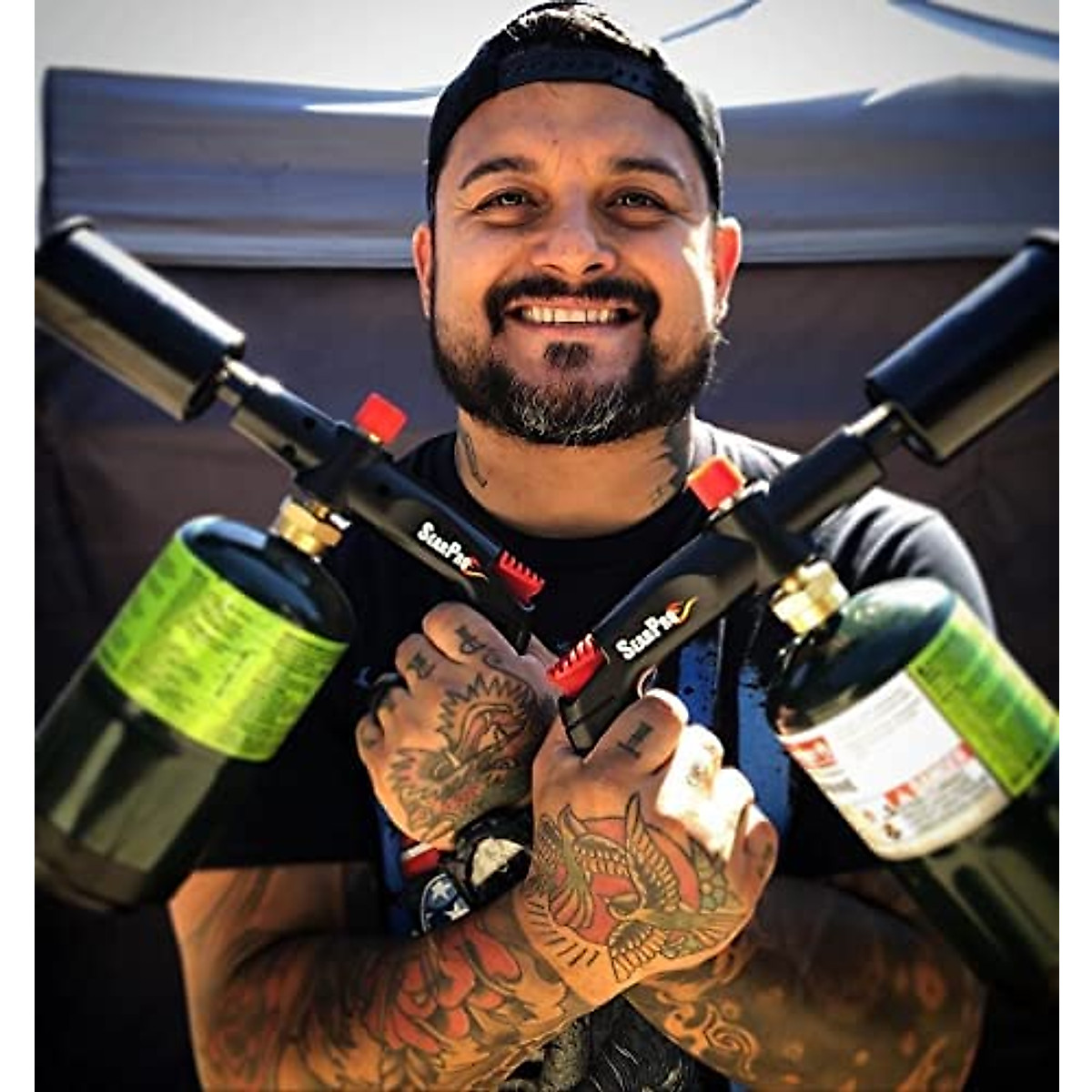 POWERFUL SearPro Charcoal Torch Lighter - Cooking Gadgets - Sous Vide - Cooking Torch - Culinary Kitchen Torch - Flamethrower Meater Gun Lighter - BBQ Propane Torch - Chef Blow Torch Tank Not Included