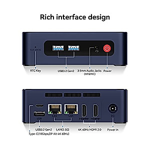 Beelink Mini PC Intel 12th EQ12 Triple Displays HDMI x2 +Typr-C, Dual 2.5Gbps Net-Ports Mini Computers, 16GB Sigle DDR5 RAM, PCIe x1 500GB M.2 2280 SSD, Wi-Fi6, BT5.2, OpenWrt