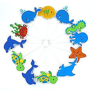 Under the Sea Animals Cupcake Toppers 12 PCS, Cake Picks, Baby Shower, Animals Birthday Party Decorations Supplies, Ocean Sea Themed …