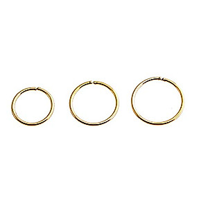 Fashion Art Jewelry Set of 3 Mismatched Small Huggie Hoop Earrings Gold Filled 22 GA Mini Hoops For Cartilage Helix Tragus Nose Ring Hoop (7mm 8mm 9mm | 22 GA, 14K Yellow Gold Filled)