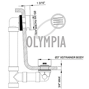 Olympia D-820T-MB Overflow and Waste Drain Trim Kit Matte Black