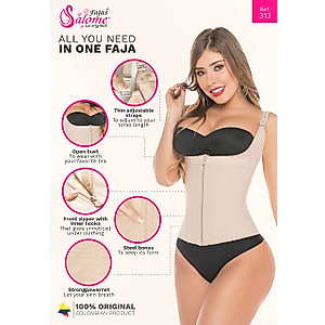 Salome 0313 Vest Girdle Colombian Waist Trainer Fajas Reductoras y Moldeadoras Cinturillas Colombianas de Mujer para Adelgazar Black M