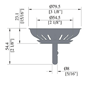 KANARY Kitchen Sink Basket Strainer Replacement for Standard Drains (3-1/2 Inch) Stainless Steel Body with Rubber Stopper (Pack of 2, Stianless Steel)
