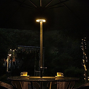 Patio Umbrella Lights Battery Operated, 3-Ways Switch, ZHONGXIN Warm White LEDs-Dual Up & Down Directional Lighting, Umbrella Pole Light for Patio Umbrellas, Camping Tents or Outdoor Use …