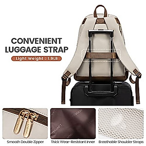 LOVEVOOK Travel Laptop Backpack Women,15.6 Inch Water Resistant Travel Backpack for Women,Work Computer Back Pack for College Business,Khaki