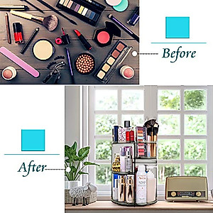 sanipoe 360 Degree Rotation Makeup Organizer Gray, Lazy Susan Cosmetics Storage Shelf Makeup Carousel Rotating Display Rack, Great for Countertop Bathroom Counter