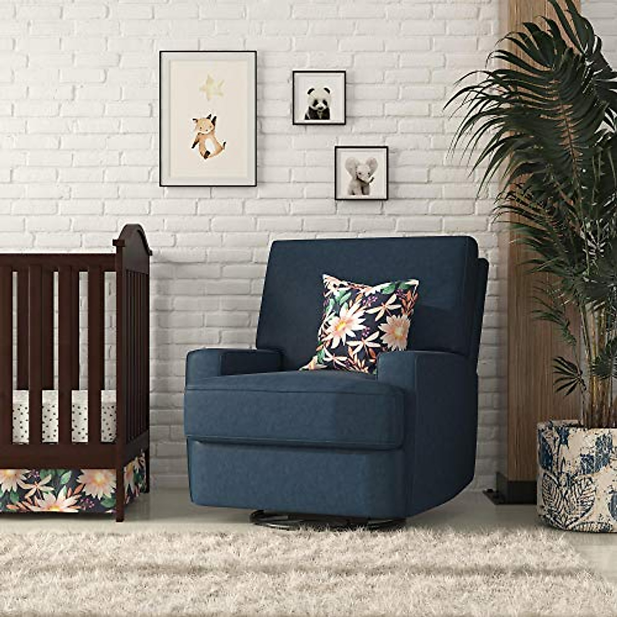 Baby Relax Rylan Swivel Glider Chair, Coil Seating, Dark Blue Recliner