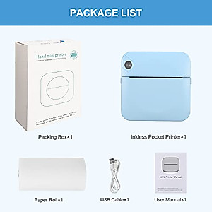Augot Mini Printer, Bluetooth Pocket Thermal Printer Inkless Portable Sticker Printer Compatible with iOS and Android Wireless Photo Printer for Printing Label, Journal, Study Notes, Memo, Photos